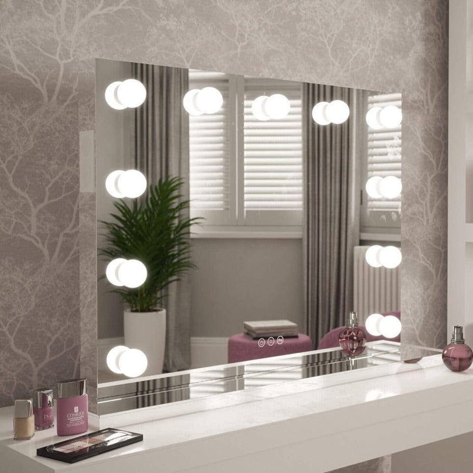 Silvery Small Fiennes Mirror - hollywood mirrors