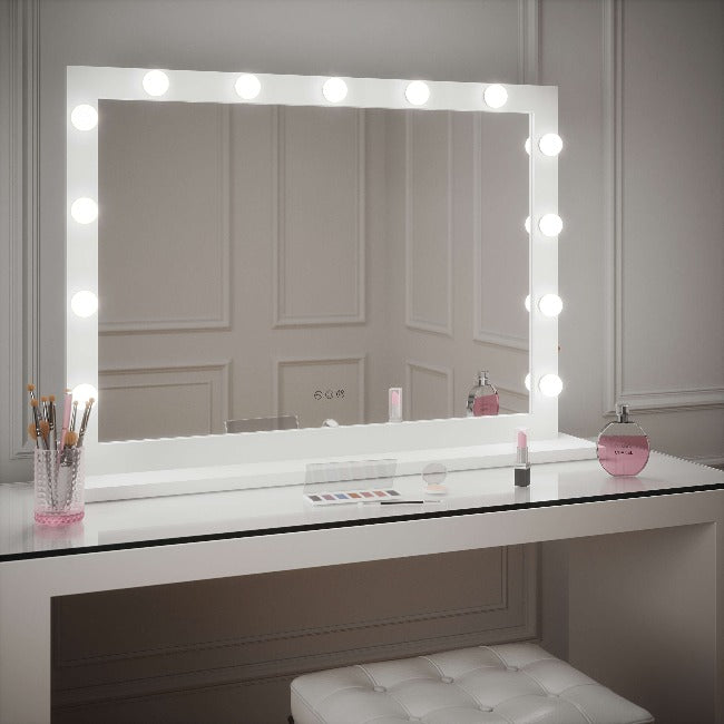 Audrey Hollywood Mirror White 100 x 80cm - hollywood mirrors