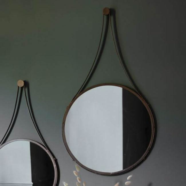 Large Broadway Round Strap Mirror - hollywood mirrors