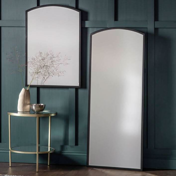Moira Black Arch Mirror 150cm x 60cm - hollywood mirrors